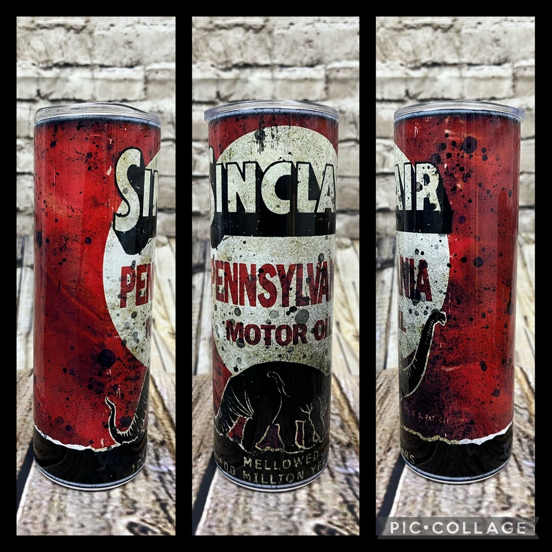 Vintage Style Sinclair Motor Oil 20oz Tumbler | Funny Gift | Gag Gift ...