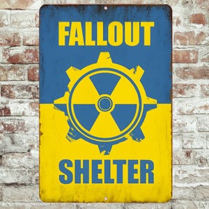 Fallout Shelter Sign – 8x12 Distressed Metal Nuclear Warning Decor for ...