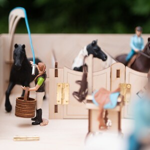 Best Horse Toys for Kids, Small Portable Barn, Wooden Toy Box With ...