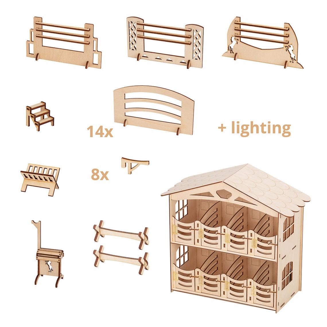 Wall and Sill Stables SET 8 Stalls-horse Stable-wooden | Etsy