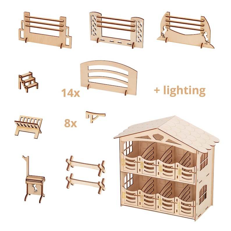 Wall and Sill Stables SET 8 Stalls-horse Stable-wooden | Etsy