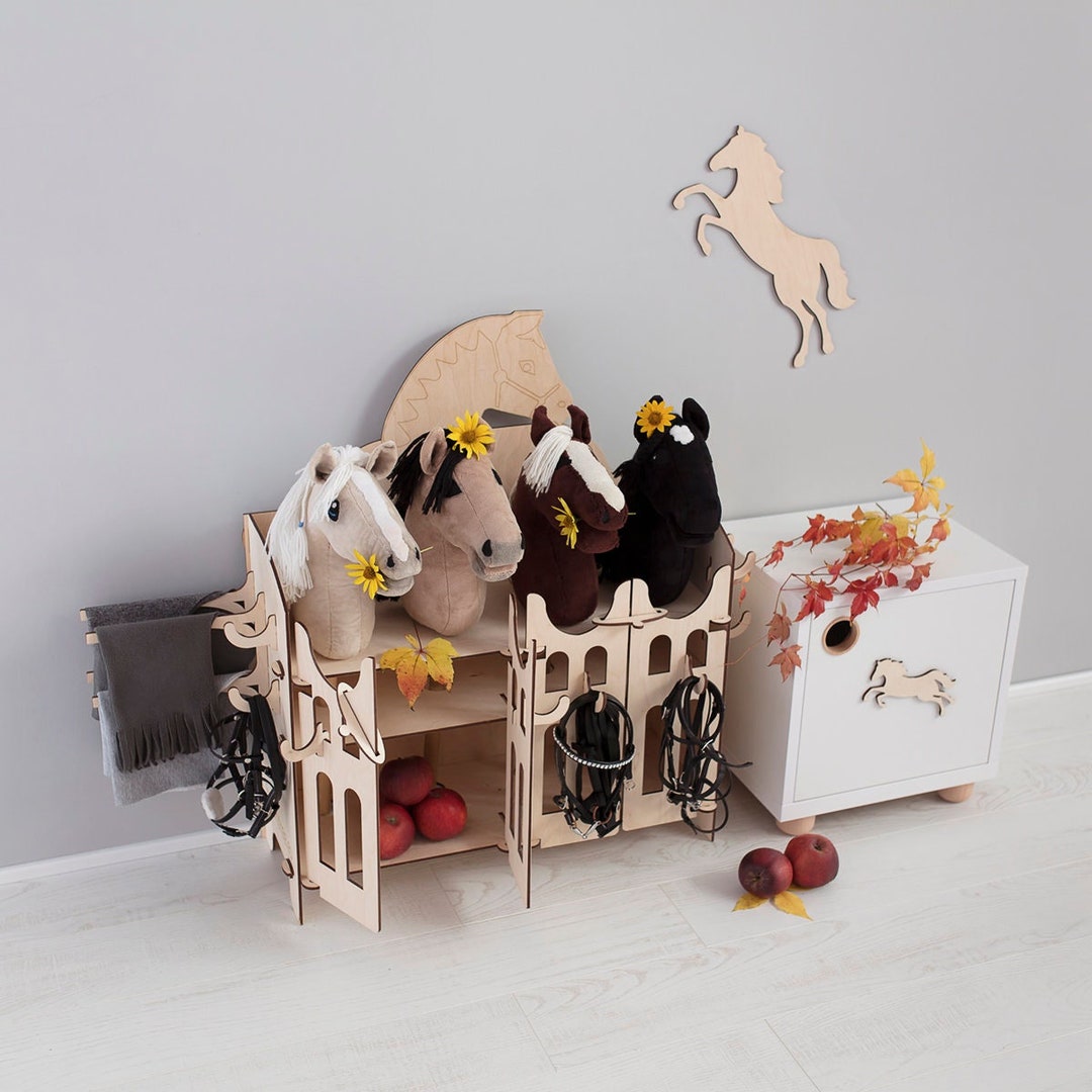 Hobby Horse Stall Stable Handmade Wooden Stable for 4 Hobby Horse Stick ...