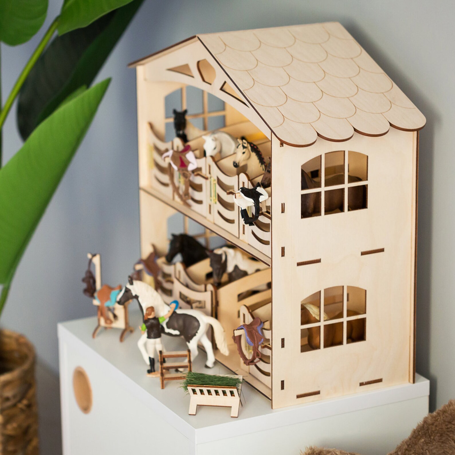 Wall and Sill Stables SET 8 Stalls-horse Stable-wooden Barn-toy ...