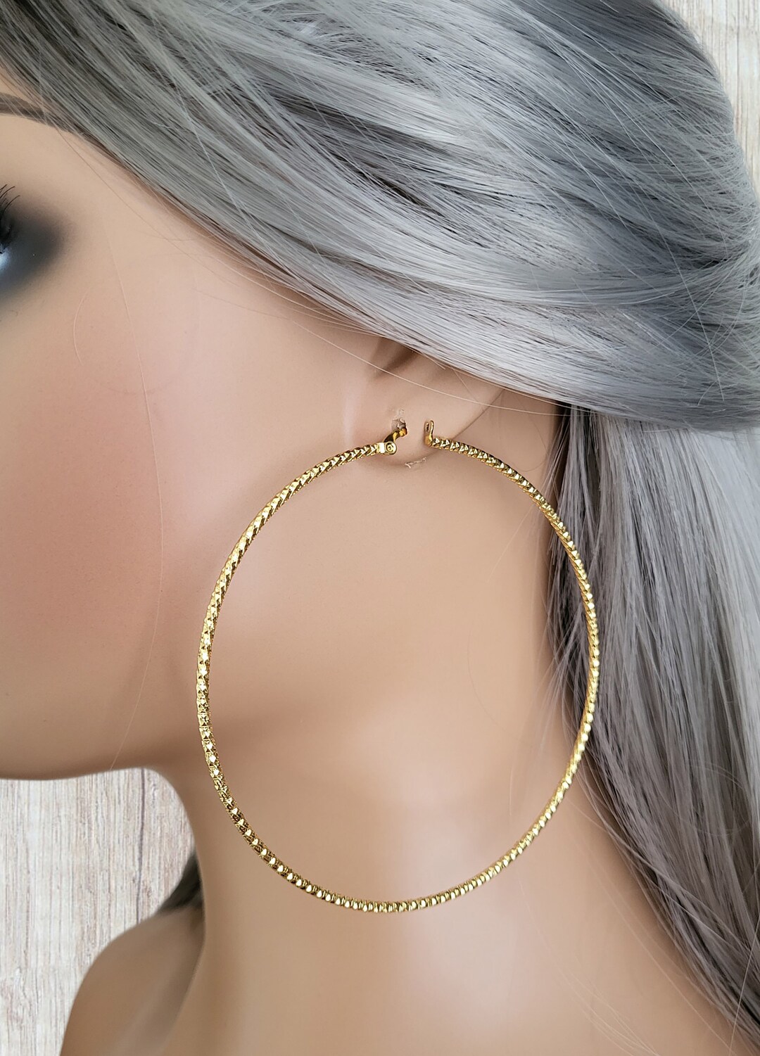 Extra Large 3.5" 14k Gold Plated 304 Stainless Steel PATTERNED Wire ...