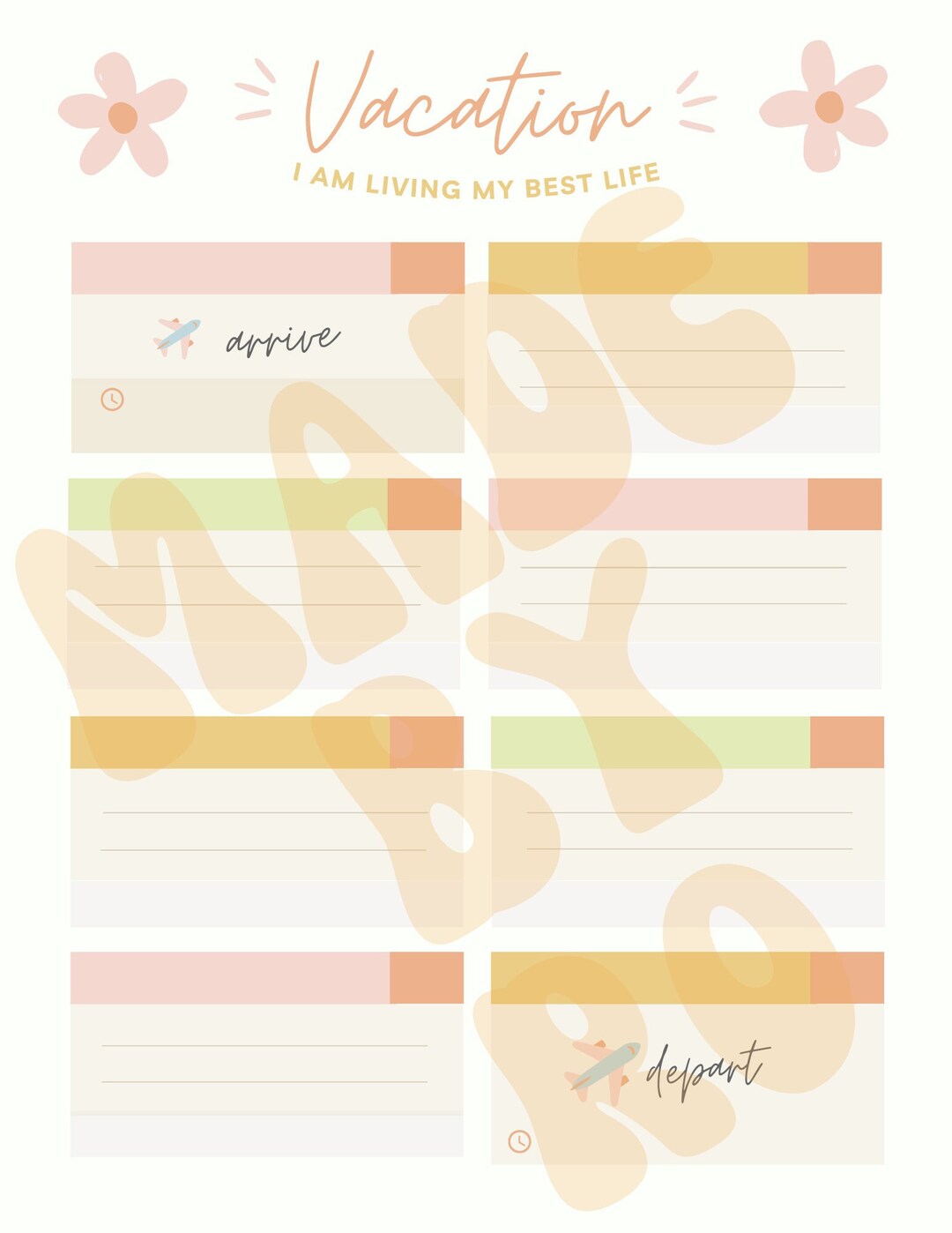 Vacation Travel Planner Schedule, Digital Download, Trip Planner ...