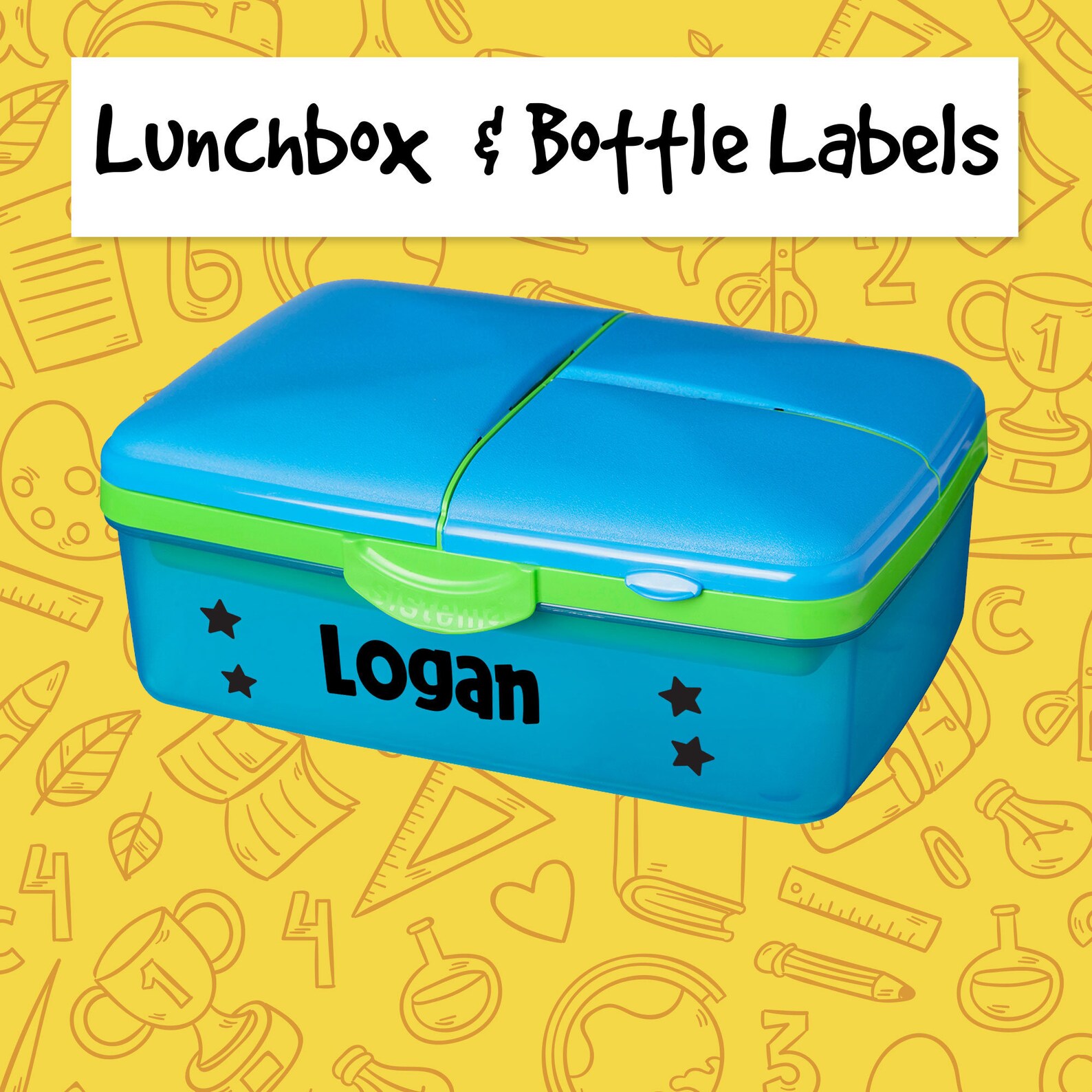 Personalised Name Lunch Box Label 4 Water Bottle Sistema | Etsy