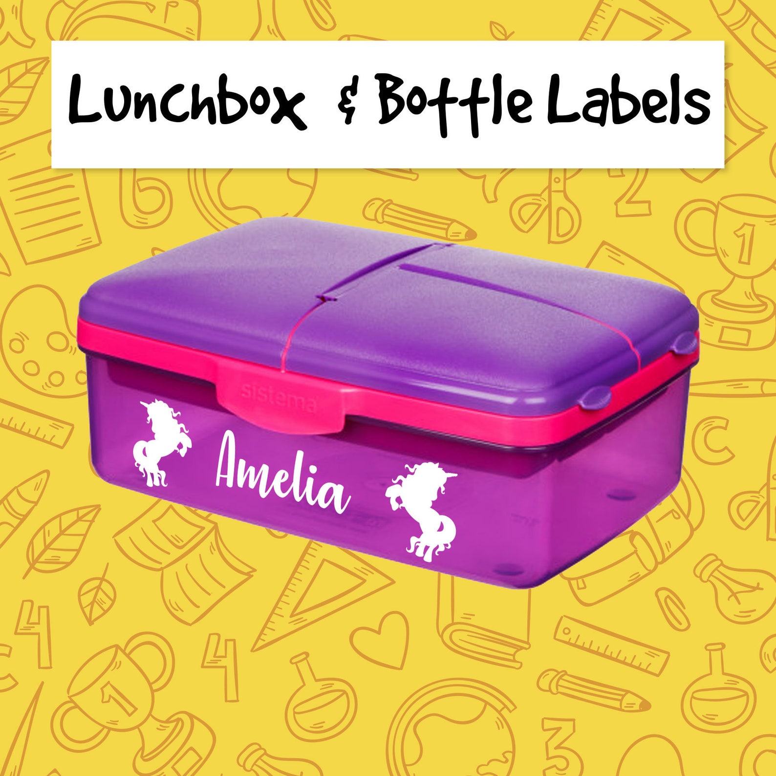 Personalised Name Lunch Box Label 6 Water Bottle Sistema | Etsy