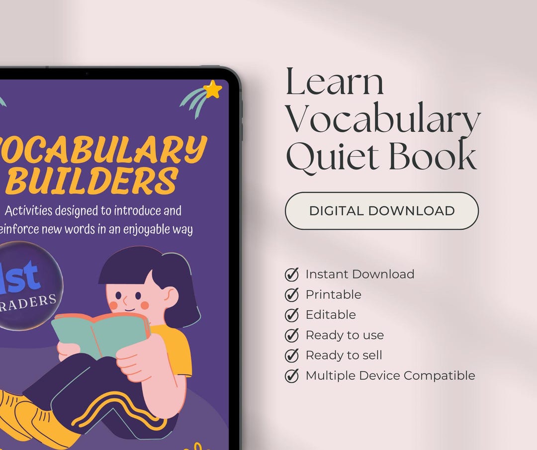 Vocabulary Quiet Page 1st Grade Digital Book Template Resell Rights ...