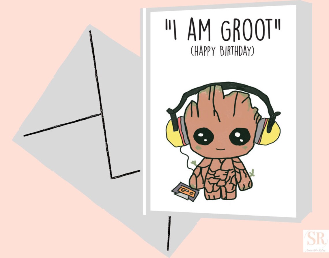 Groot Birthday Card Funny Happy Birthday Card Printable | Etsy