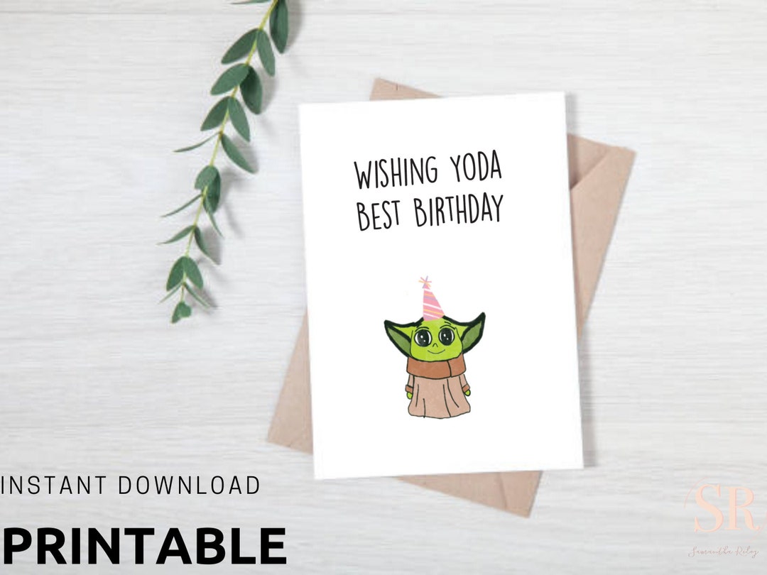 Baby Yoda Birthday Card Funny Happy Birthday Card, Printable, Instant ...