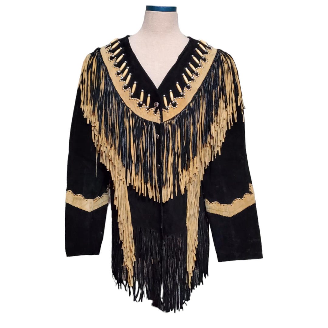 3B West Tansmith Native American Style Women's Suede Leather Fringe ...