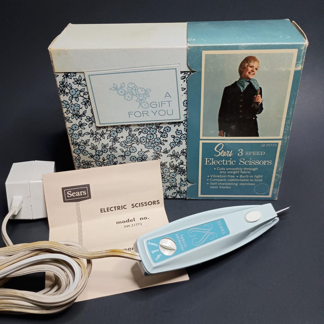 Vintage Sears 3 Speed Electric Scissors 344.21772 Sewing Fabric Cutters ...