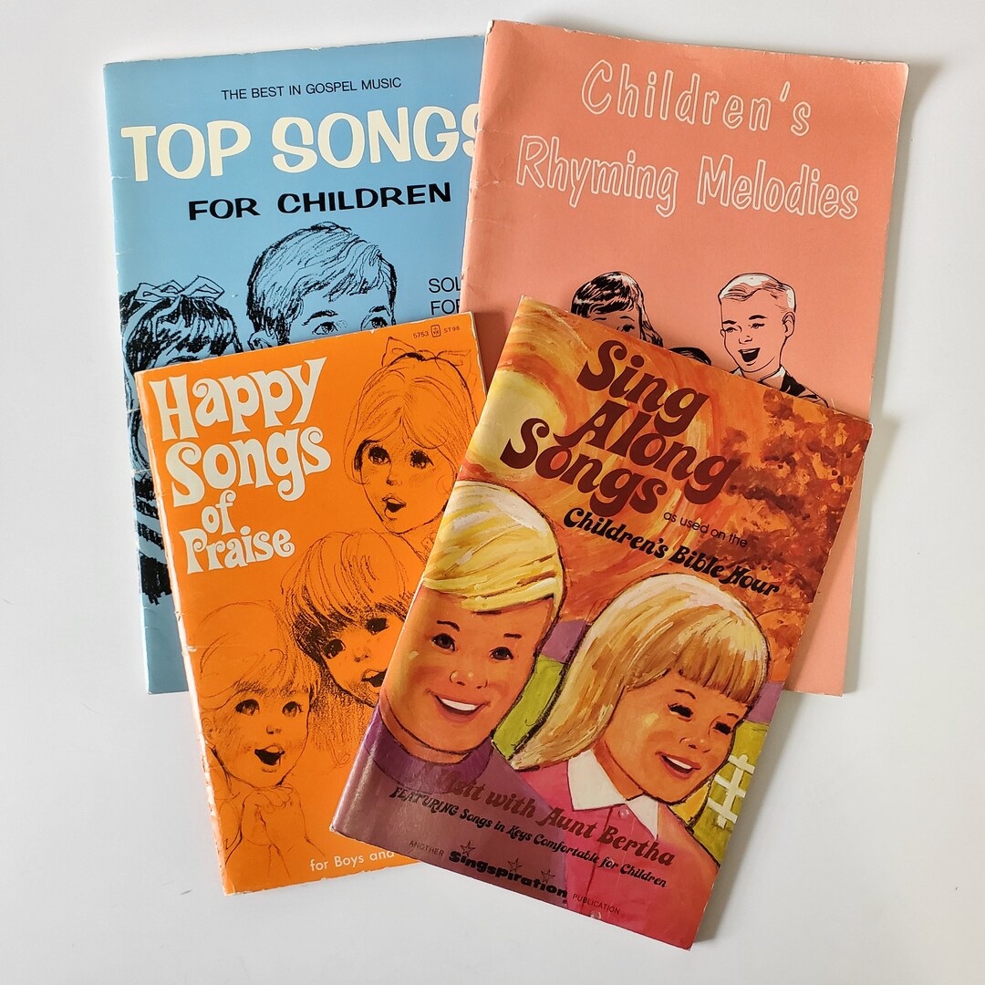 4 Vintage Children's Song Books Rhyming Melodies Sing Along Sheet Music ...