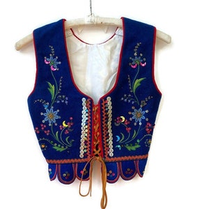 Vintage Polish Dance Costume Corset Vest Sequined and Ribboned Blue ...