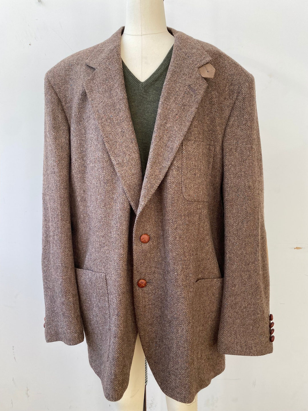1970'S Men's Wool Sports Coat With Suede Elbow Patches - Etsy