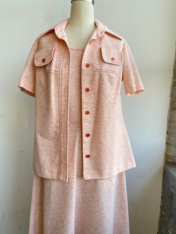 1970's 2 piece Dress in pale red, Union tag Vintage s… - Gem