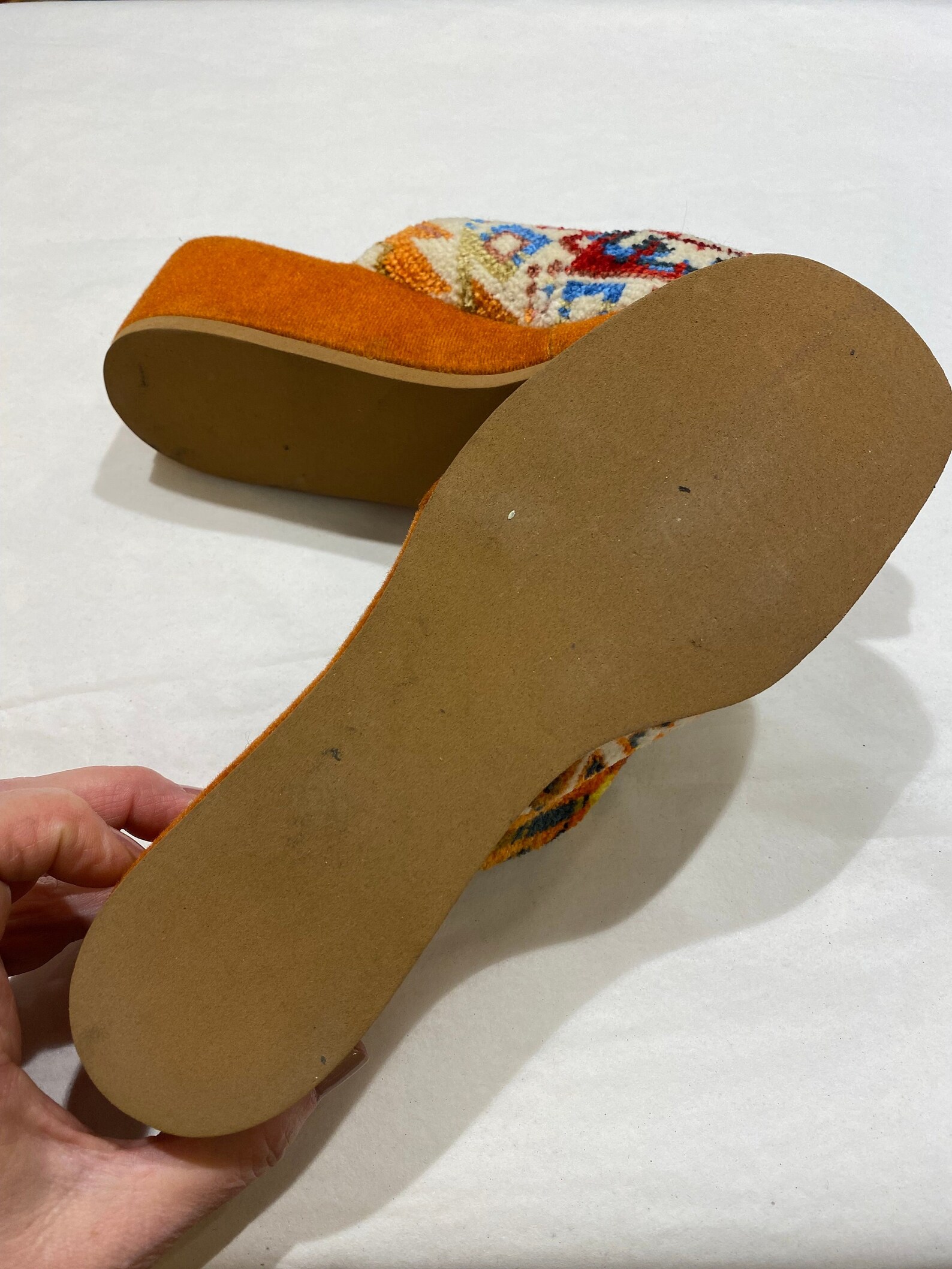 1960's Shoes Tapestry Fabric Wedge Slides by Oomphies Size 6M Excellent ...