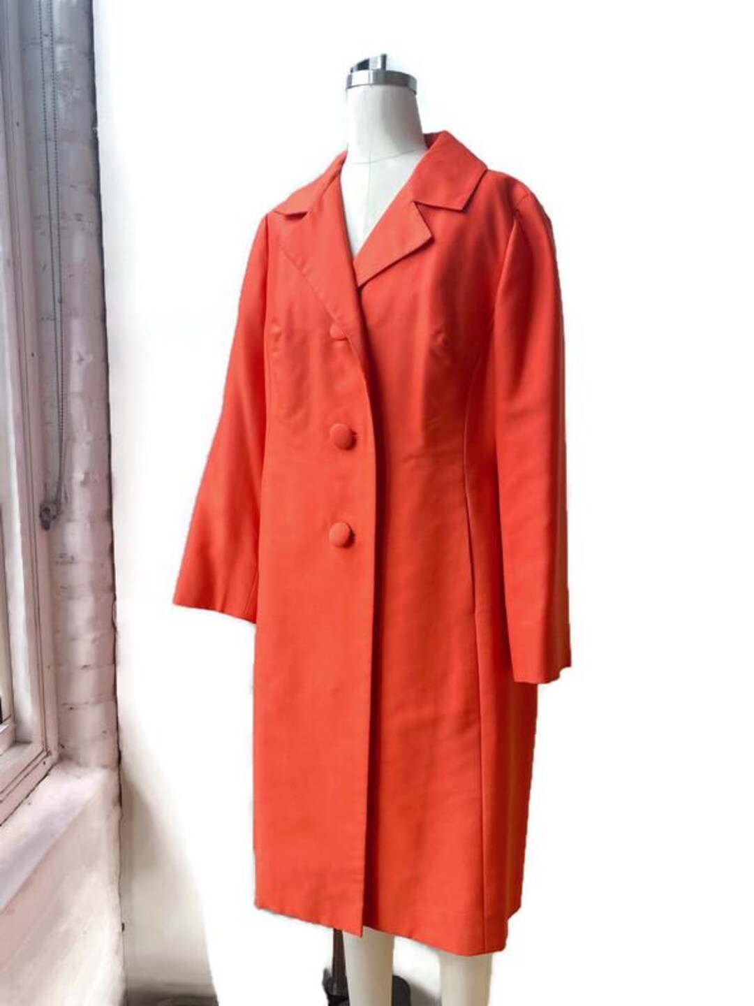 1960's Coat Long Orange Fine Wool, Made in Honk Kong Formalwear Coat ...