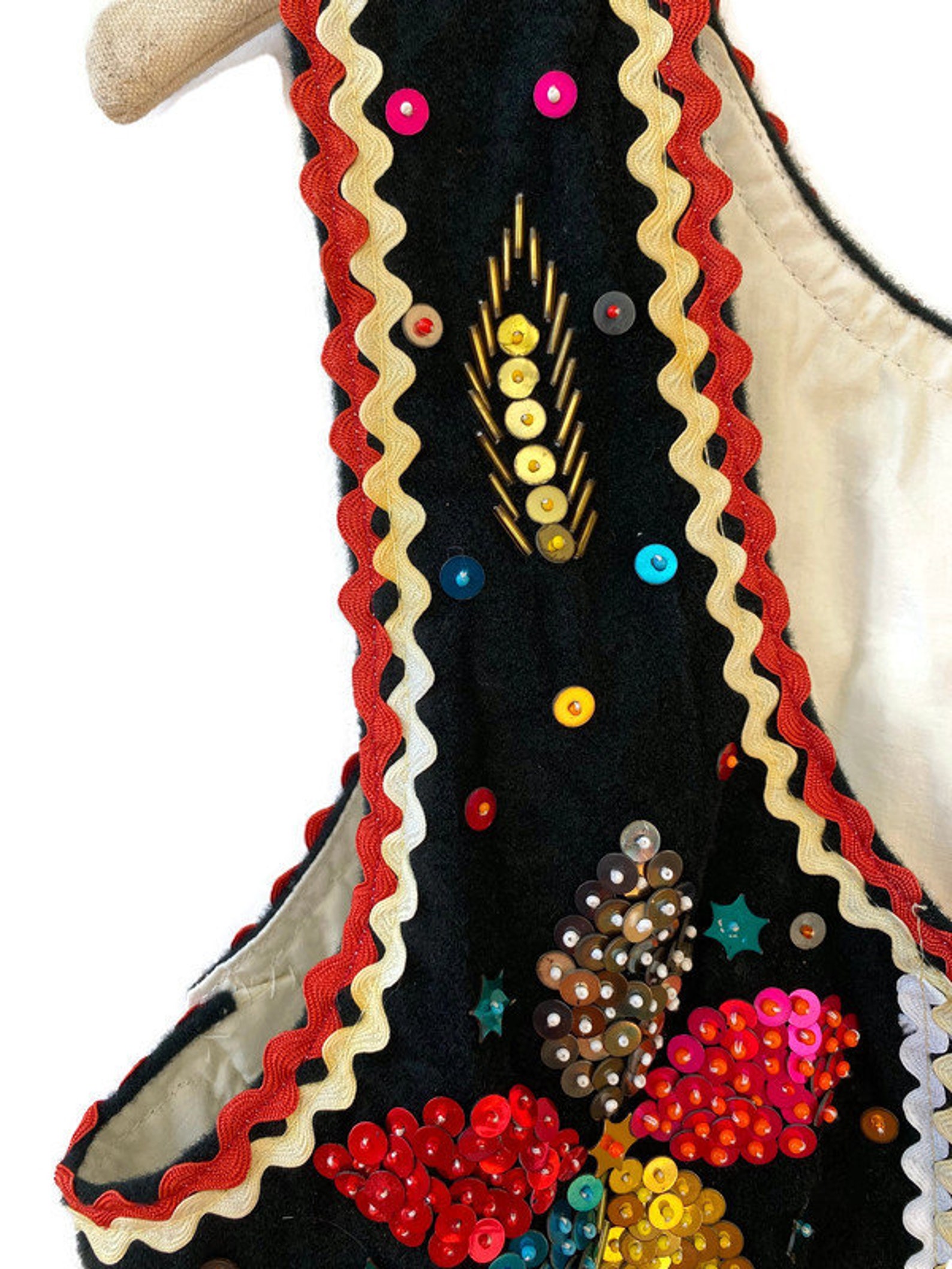 Vintage Polish Dance Costume Corset Vest Sequined and Ribboned Black ...