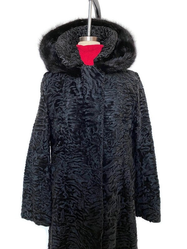 1980's Long Black Persian Lamb Fur Coat Hy Fishman Furs - Etsy