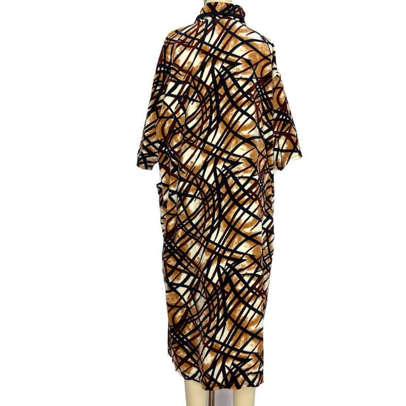 1970's MOD House dress Kaftan Robe in Abstract velour… - Gem
