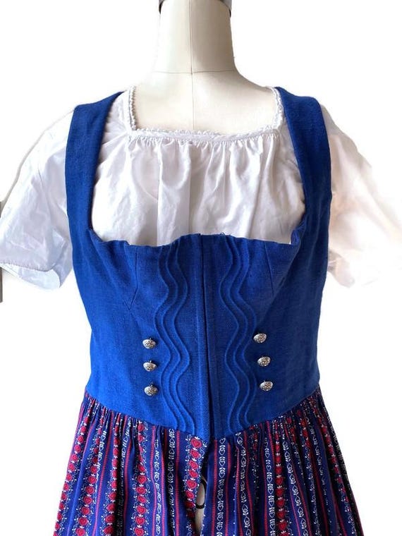 1960's Original Dirndl Vintage red and blue wool Aust… - Gem
