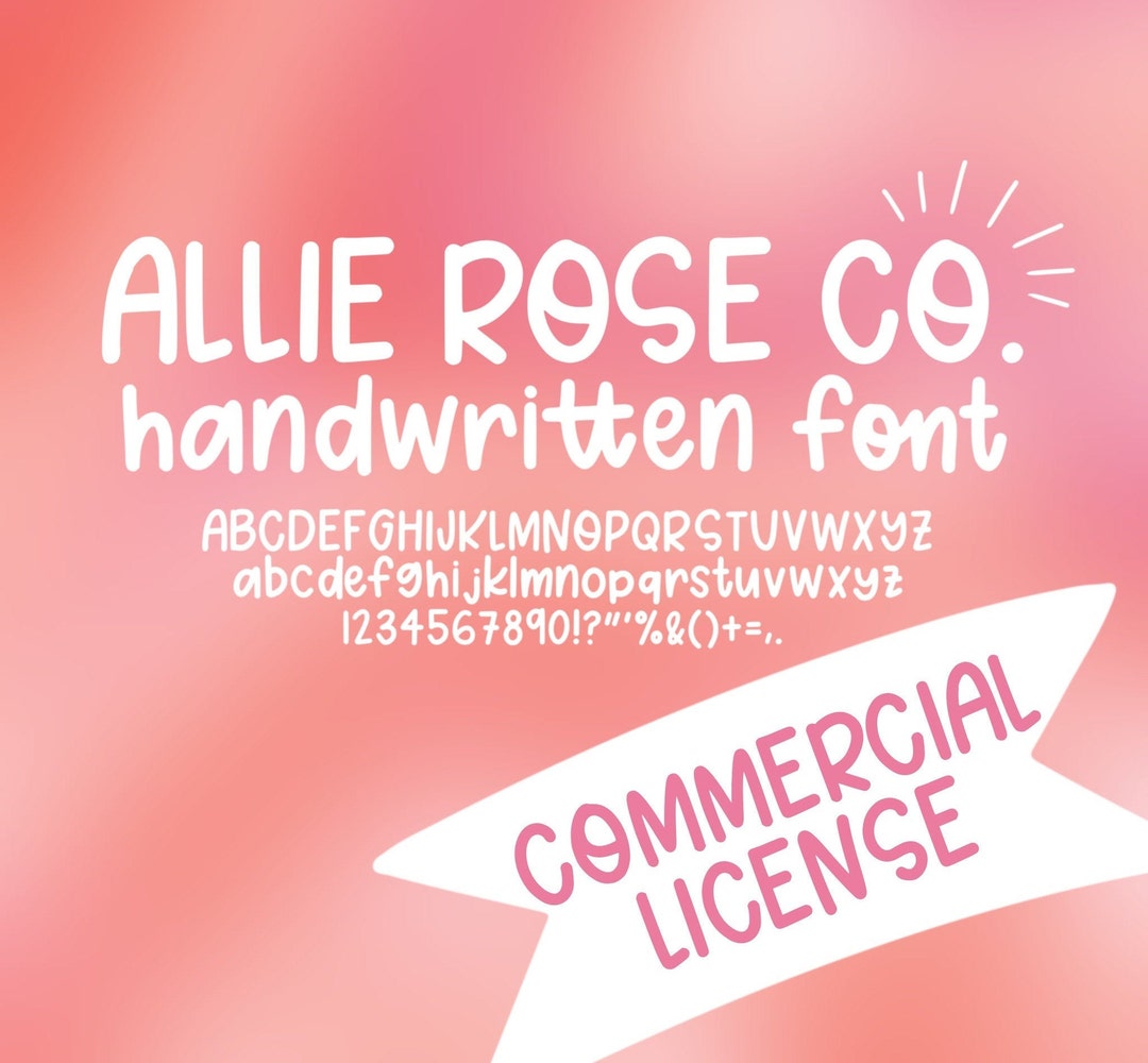 Allie Rose Co. Handwritten COMMERCIAL FONT! Good for Use in Procreate ...