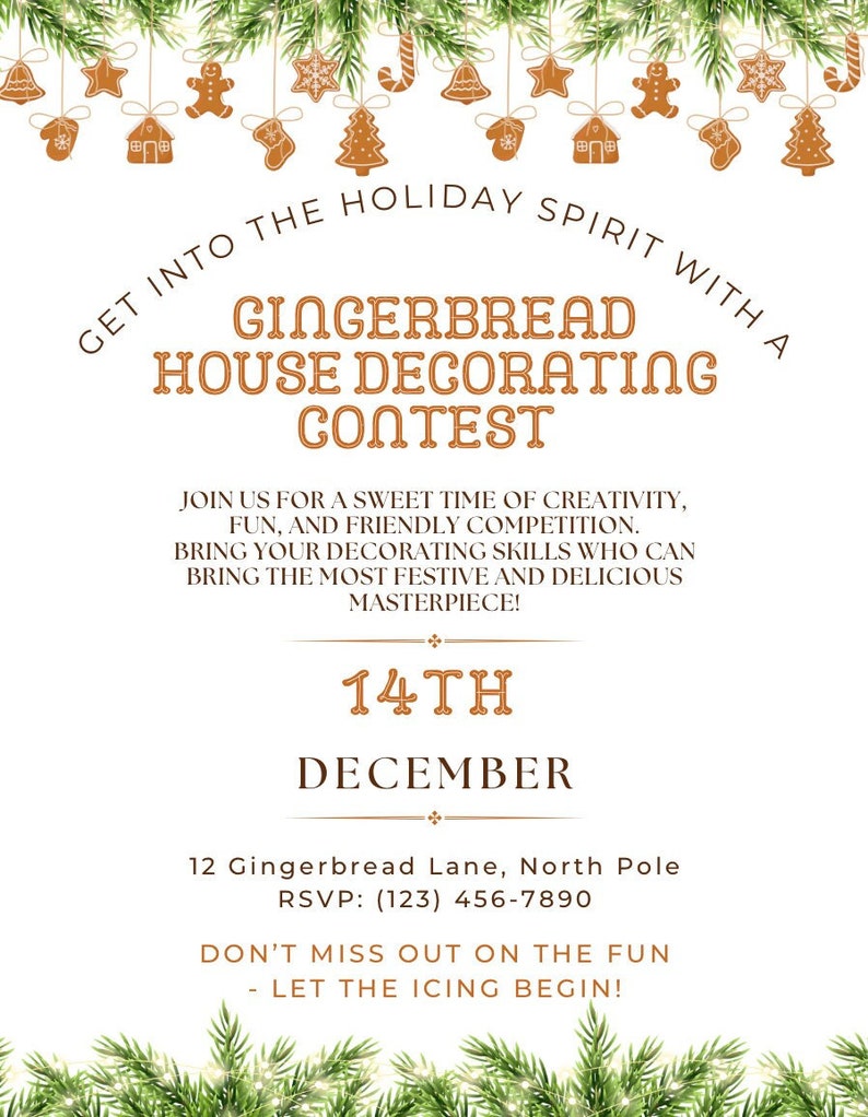 Christmas Gingerbread Contest Invitation - Etsy