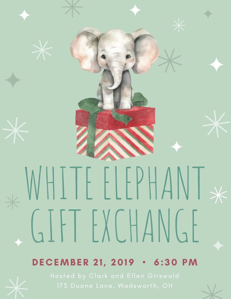 White Elephant Gift Exchange Invitation - Etsy