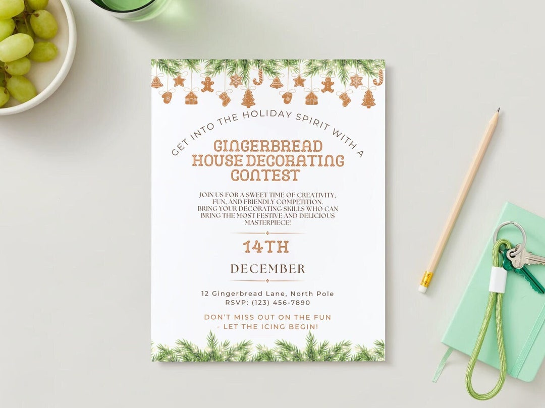 Christmas Gingerbread Contest Invitation - Etsy