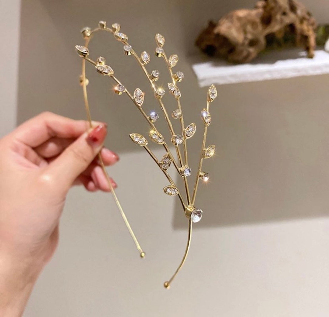 FINEA Simple Diamond Tiara Bridal Headband, Rhinestone Bride Hair ...