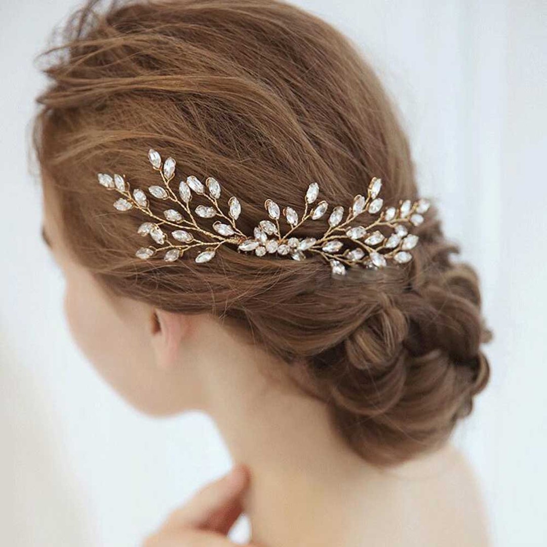 GINA // Rose Gold Crystal Diamond Rhinestone Bridal Haircomb, Bride ...