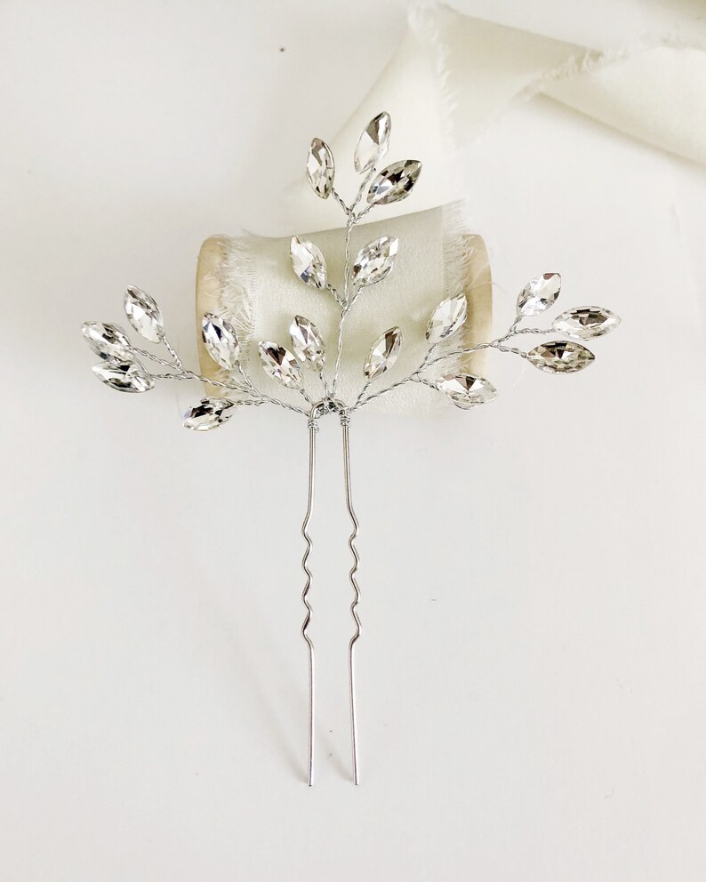 Silver Rhinestone Hair Pin Bride Hair Accessory Bride Comb Etsy