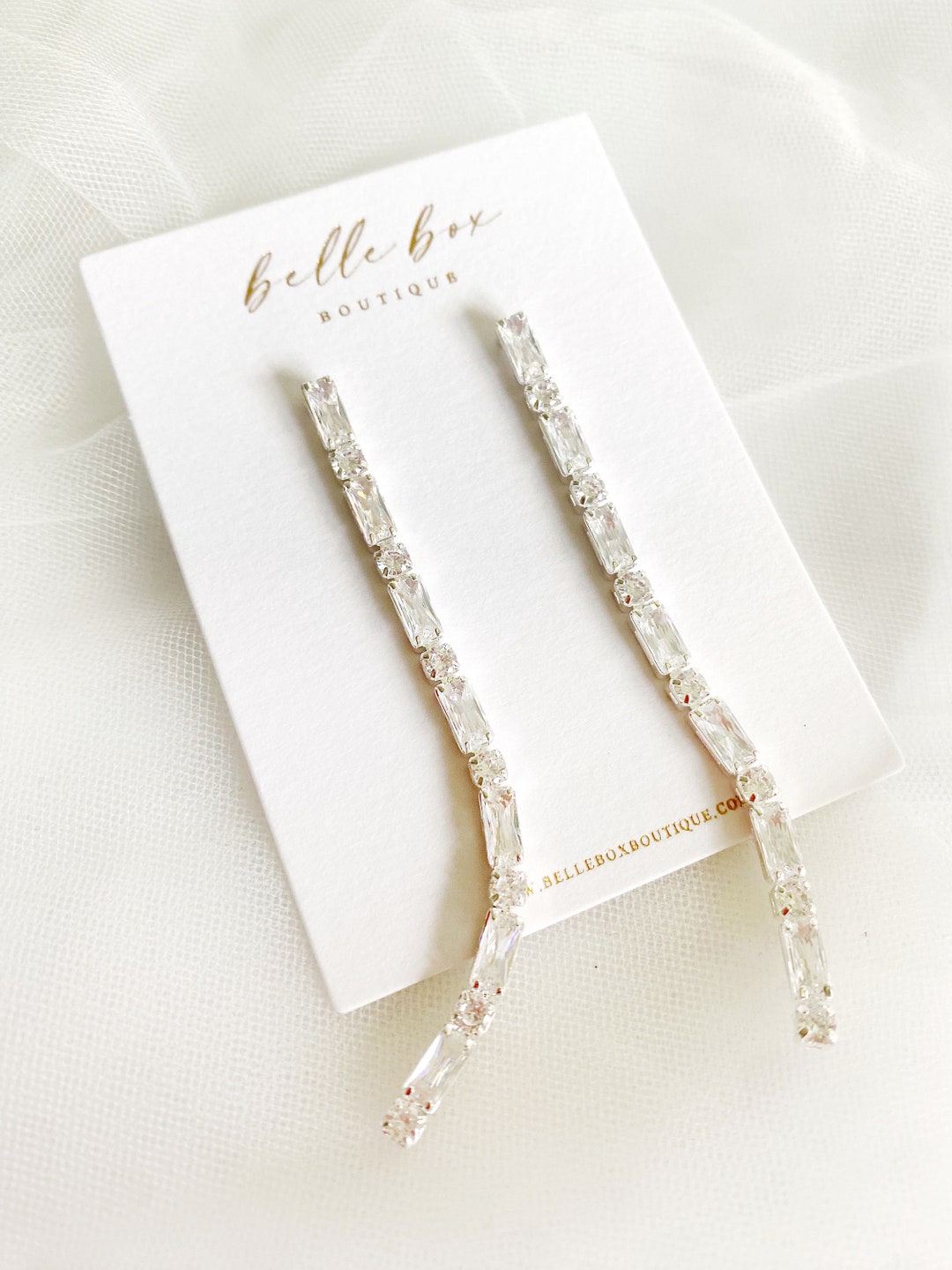 HILLARY //diamond Long Drop Wedding Earrings,multi Colored Diamond ...
