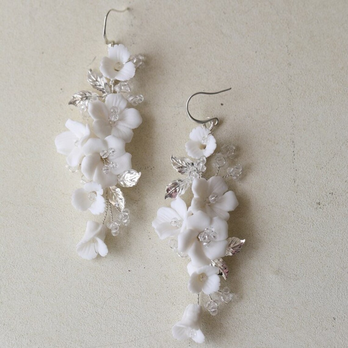 RAYNE // Porcelain Flower Wedding Drop Earrings drop Floral - Etsy