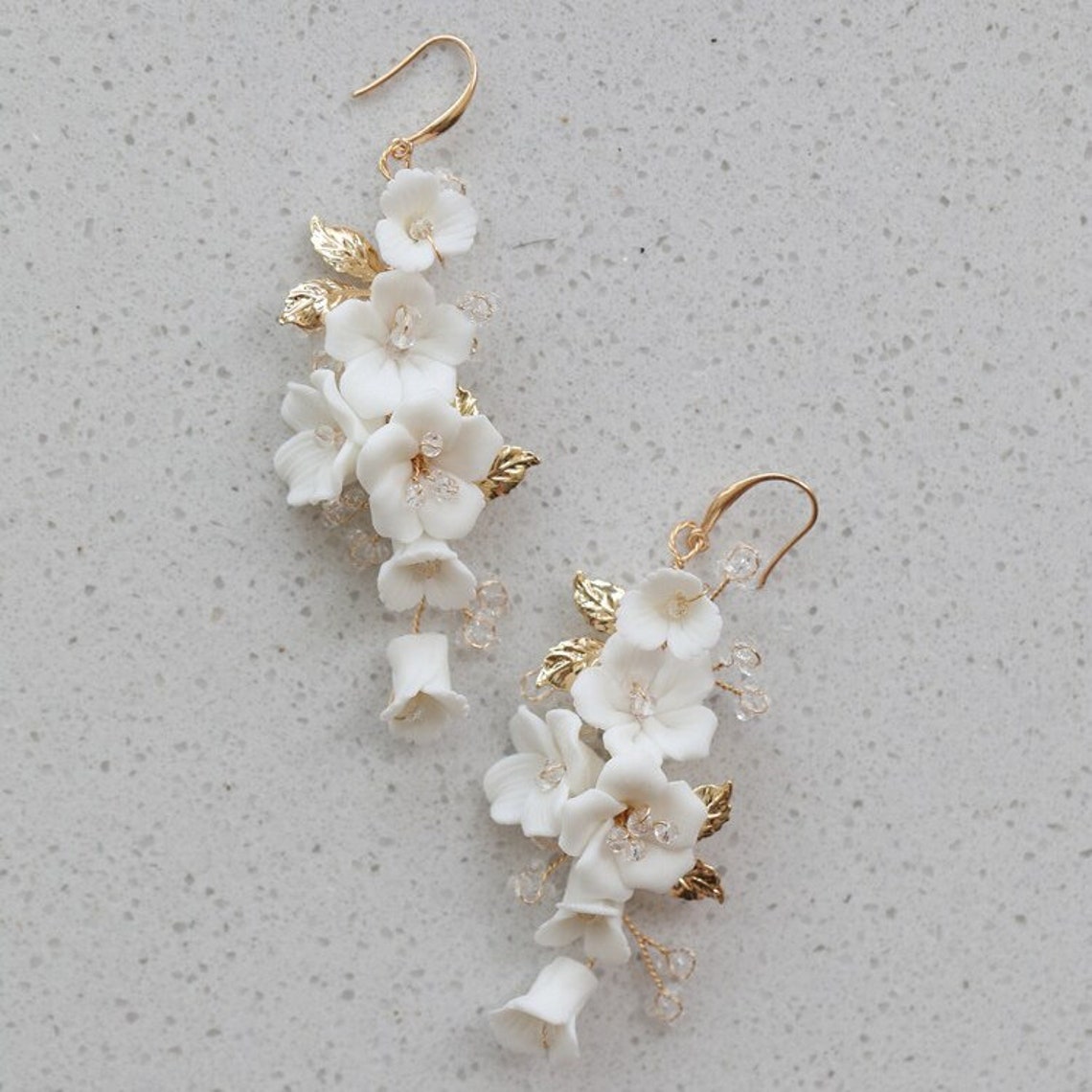 RAYNE // Porcelain Flower Wedding Drop Earrings drop Floral - Etsy