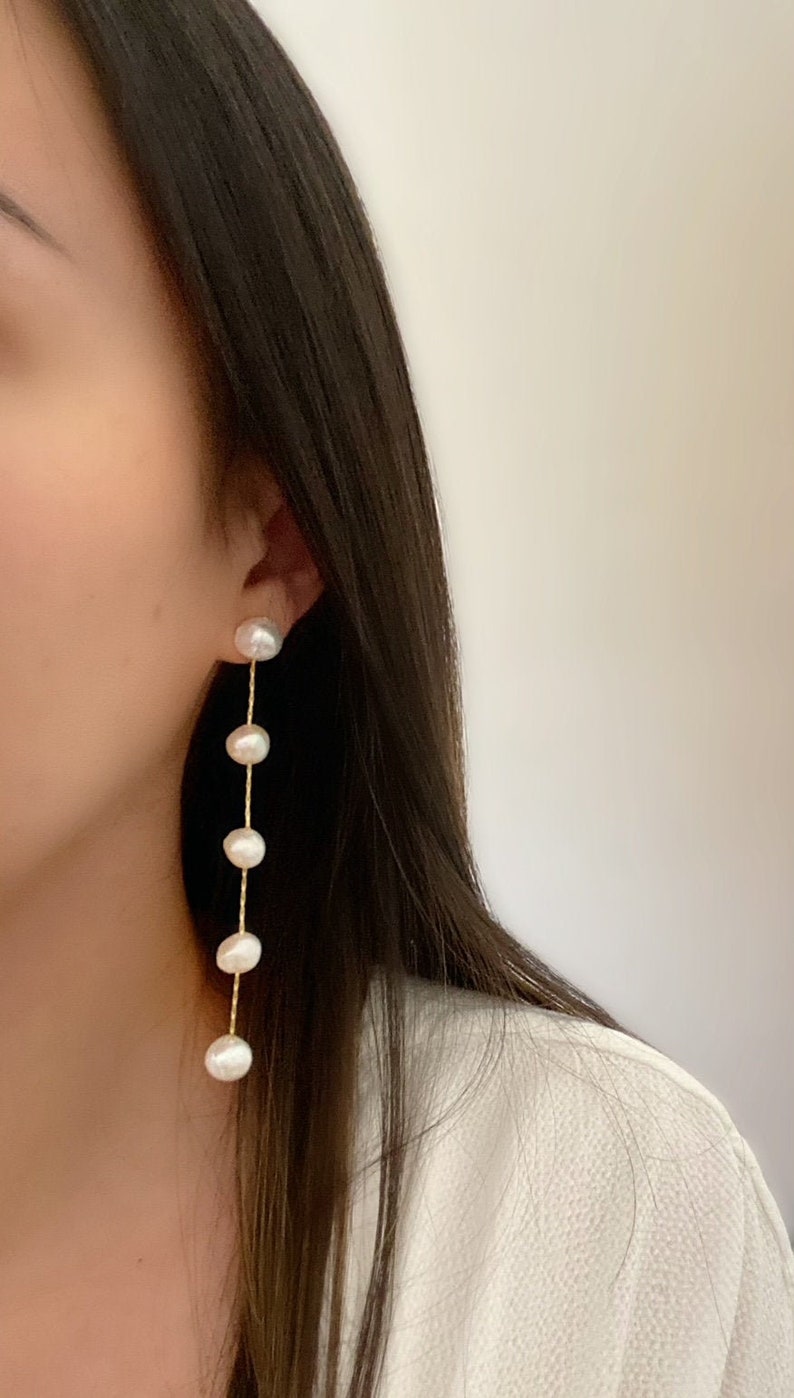 PATRICIA // Long Pearl Drop Wedding Earrings Drop Pearl - Etsy