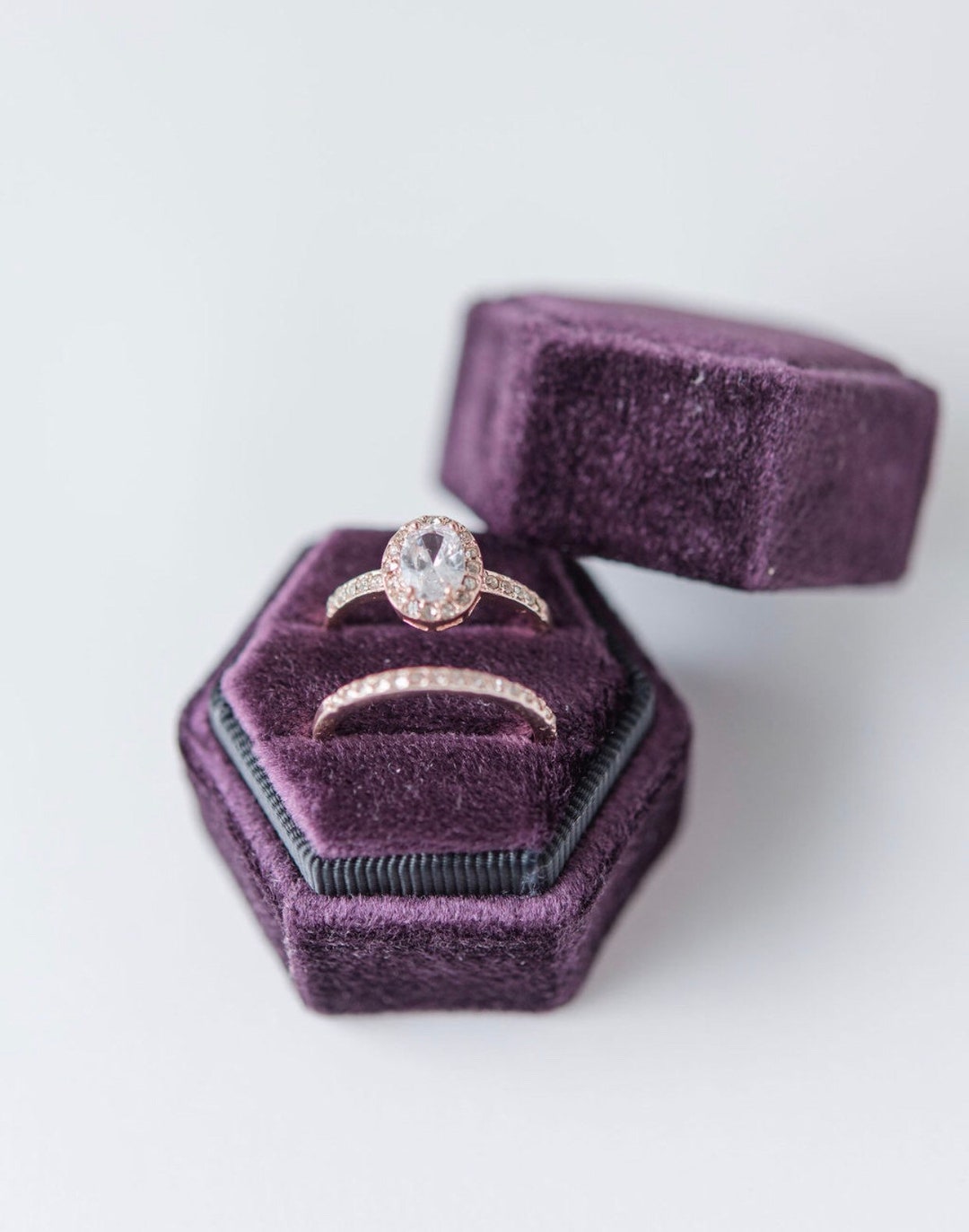 Purple Velvet Round Ring Box, Custom Ring Box, Proposal Ring Box, Ring ...
