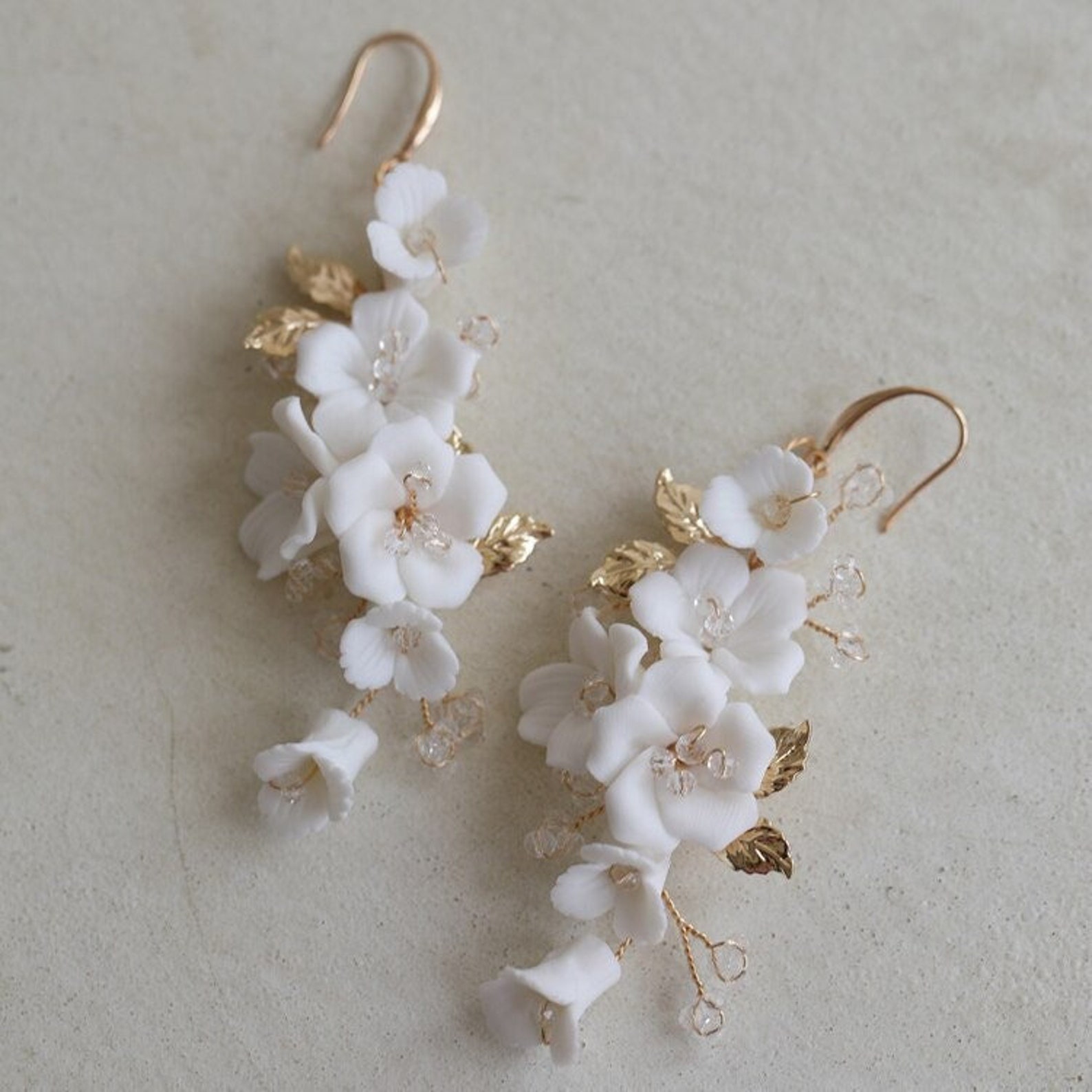 RAYNE // Porcelain Flower Wedding Drop Earrings drop Floral - Etsy