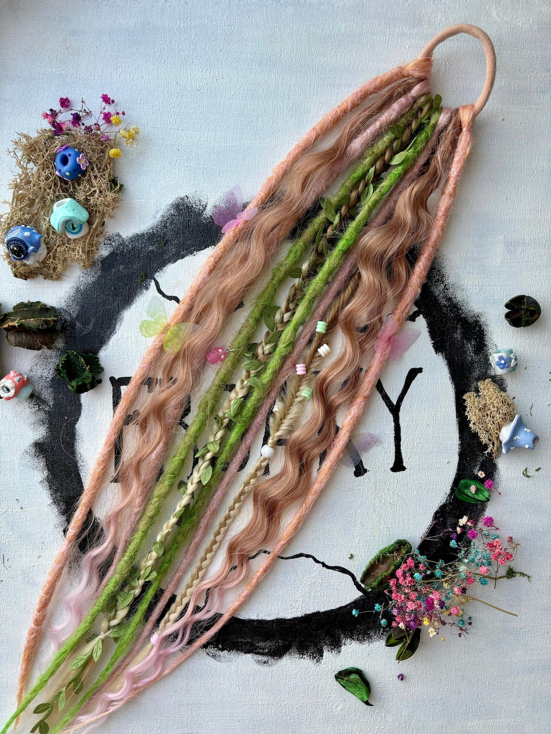 Forest Fairy Dreadlocks and Curls on Elastic Band / Fairy Dreadlocks ...
