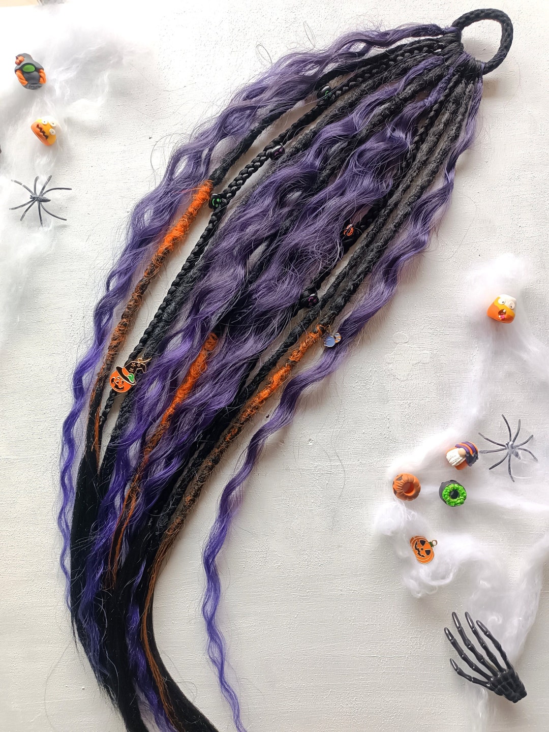 Halloween Dreadlock Set / Witchy Dread Extensions on Elastic Band ...