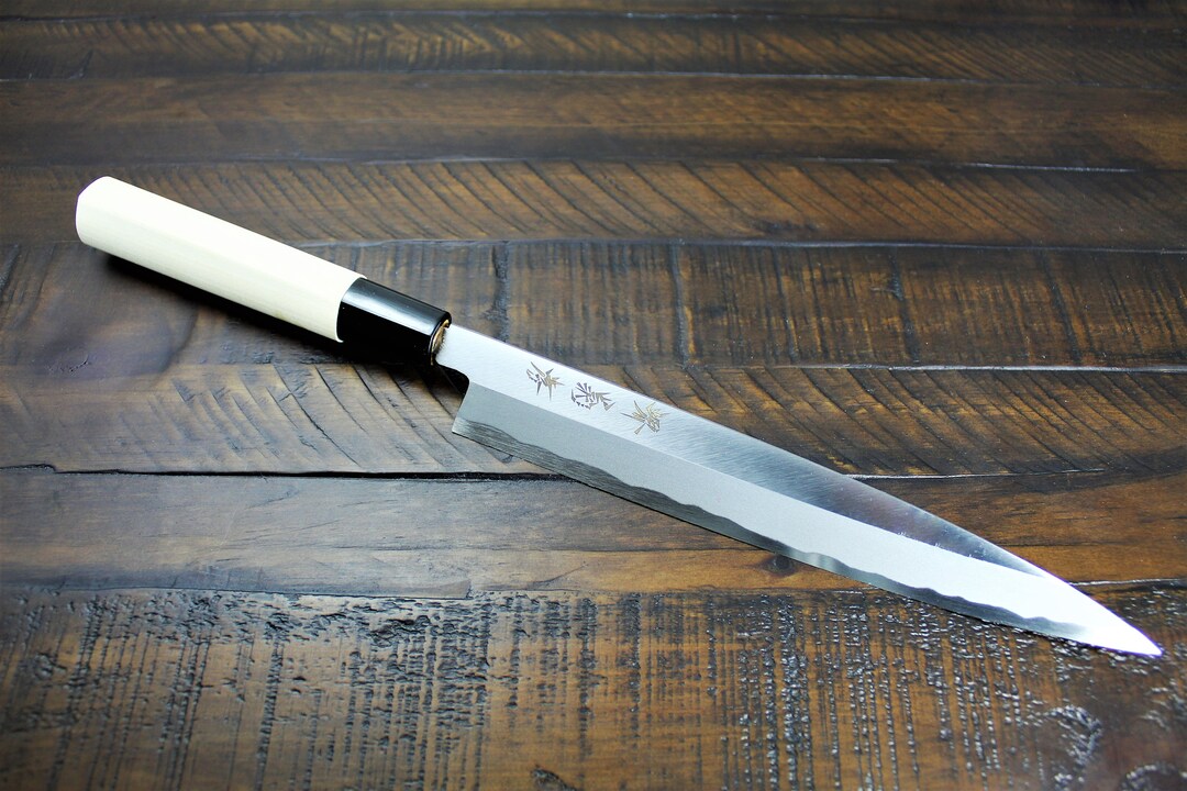 Japanese Shobu Sashimi Knife: Yasugi Steel Blade, Magnolia Handle - Etsy