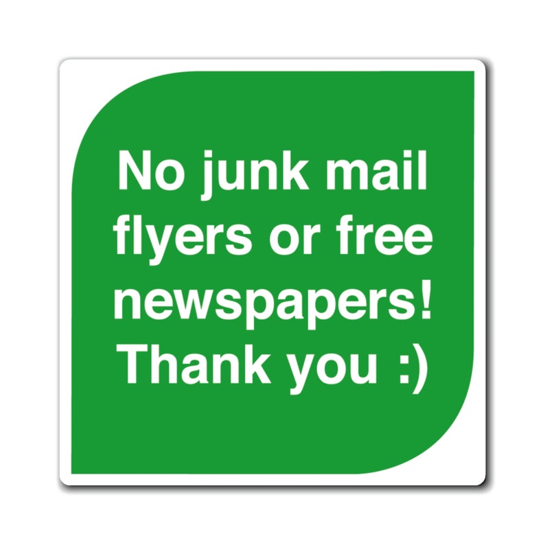 No Junk Mail - Magnetic Sign! - Etsy