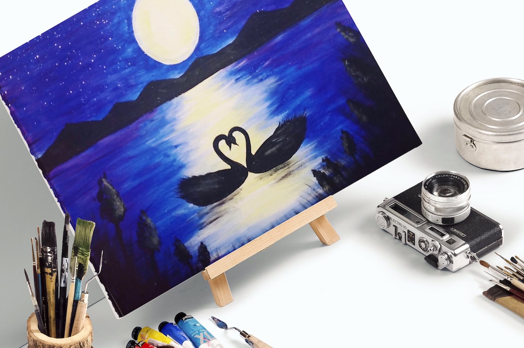 Swans at Moonlight - Paint Kit - All Materials Included! FREE SHIPPING ...