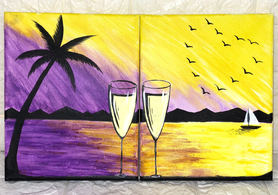 Couples DIY Step-by-step Paint Kit Live Love Wine FREE - Etsy