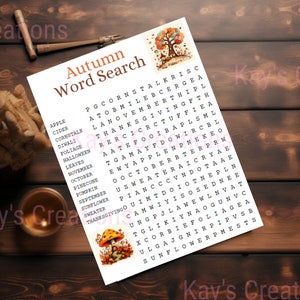 Autumn/fall Wordsearch Printable - Etsy