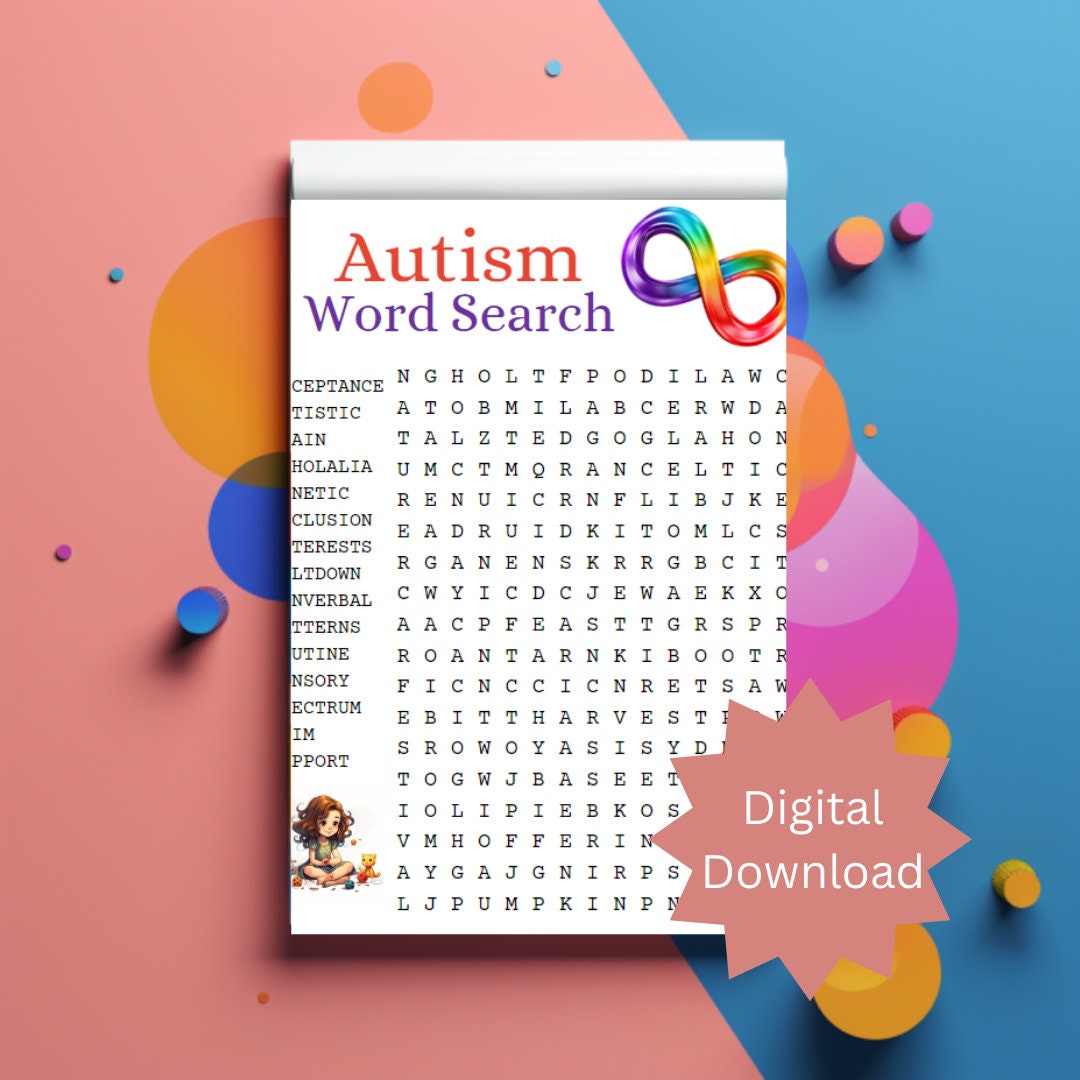 Autism ASD Wordsearch Printable - Etsy