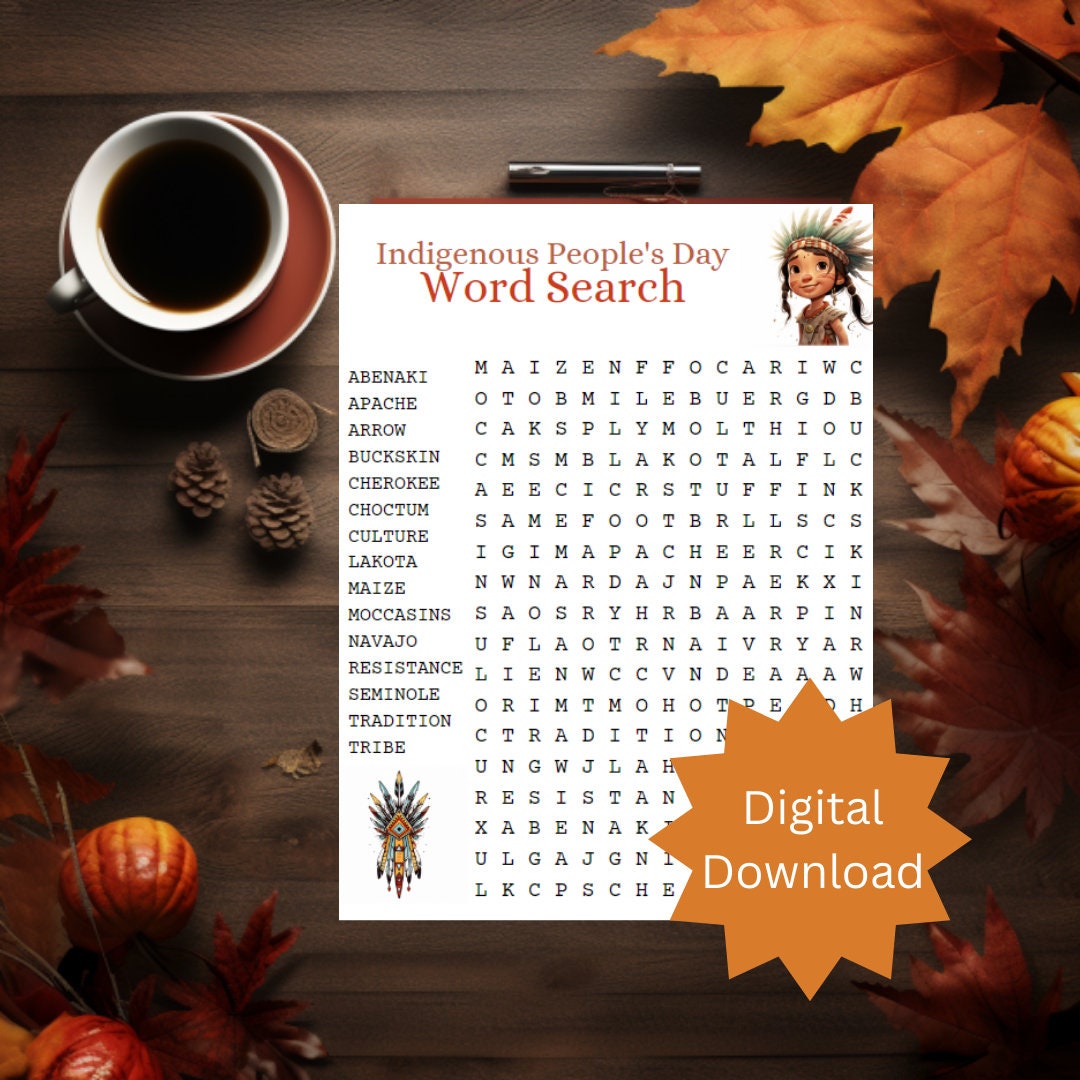 Indigenous People's Day Wordsearch Printable - Etsy