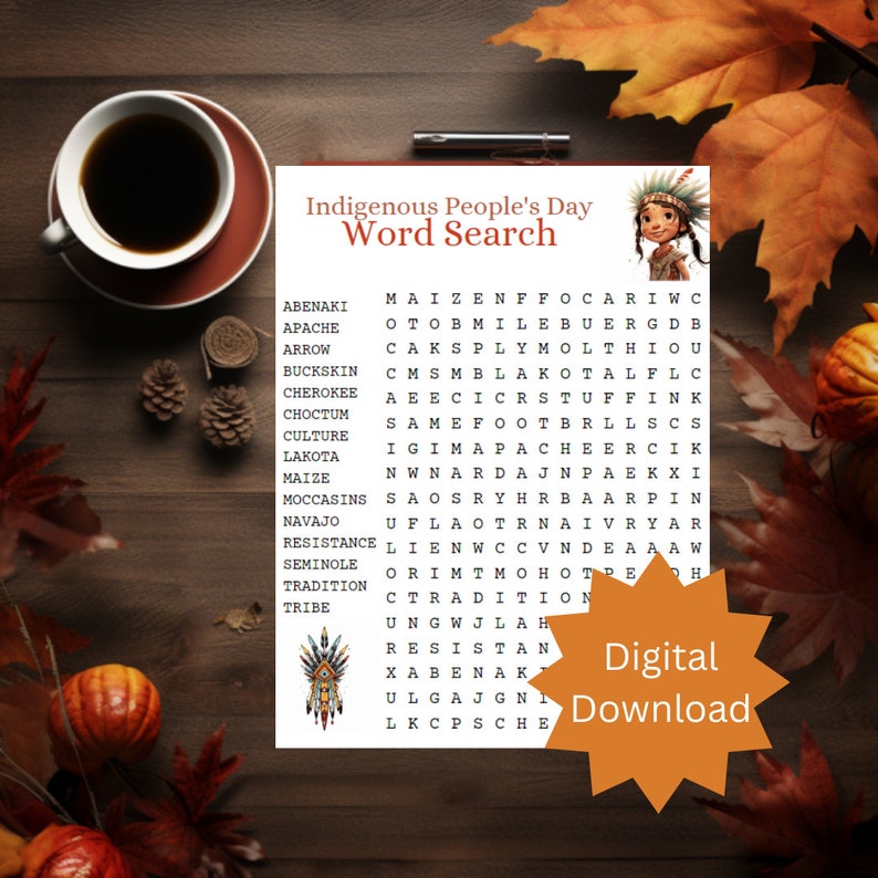 Indigenous People's Day Wordsearch Printable - Etsy