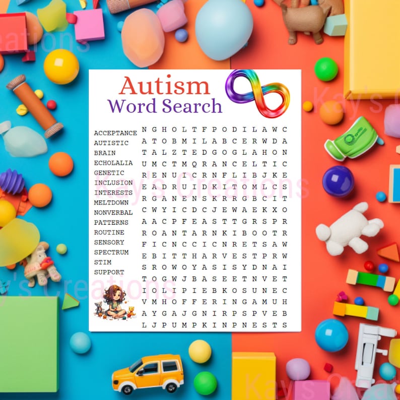 Autism ASD Wordsearch Printable - Etsy
